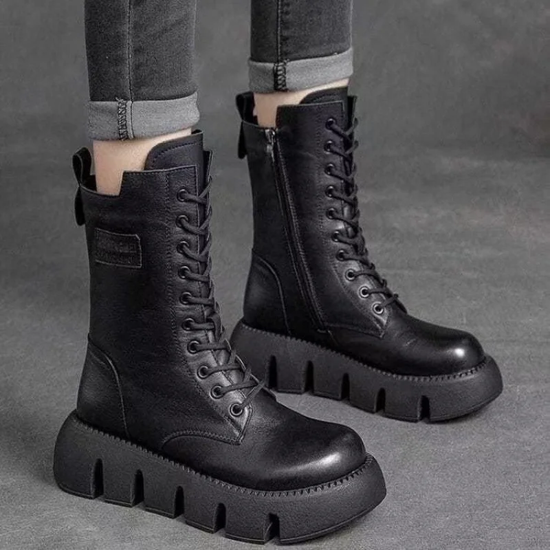 Botas-Punk-de-plataforma-gruesa-para-Mujer-Botas-hasta-la-rodilla-de ...