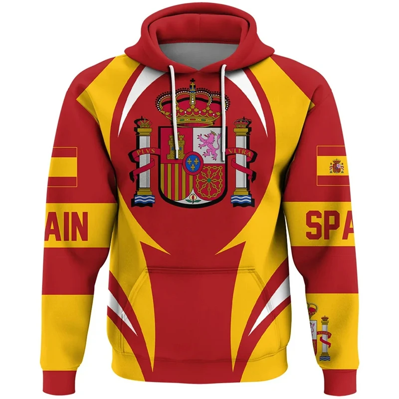 Spanish-Emblem-Graphic-Hoodies-For-Men-Clothing-3d-Spain-National-Flag ...