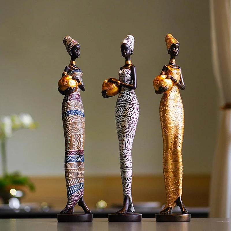 African-Tribal-Girls-Resin-Girl-Figurines-Home-Decorations-African ...