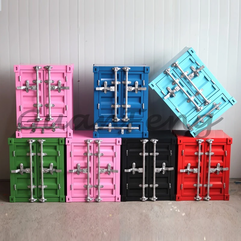Industrial Style Metal Container Storage Cabinet for Bedroom Coffee ...