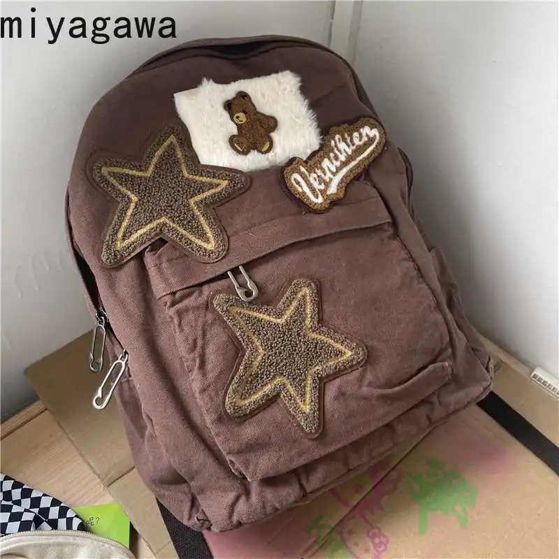 Miyagawa-Vintage-Backpack-Star-Y2K-Spicy-Girl-Canvas-Cartoon-Bear ...