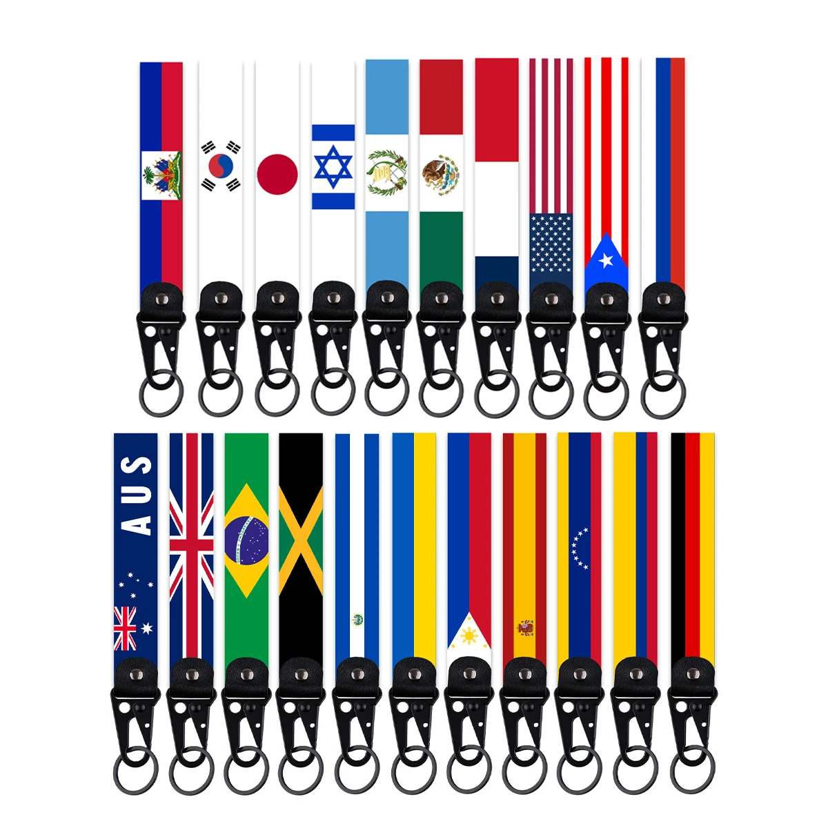 National Flags Eagle Beak Keychain Short Lanyard Style Key Ring Key ...