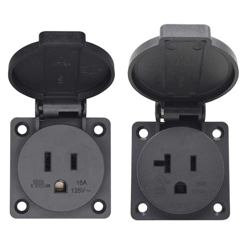 Black 125V 15A 20A IP44 CE America Japan Multifunction Outdoor US ...