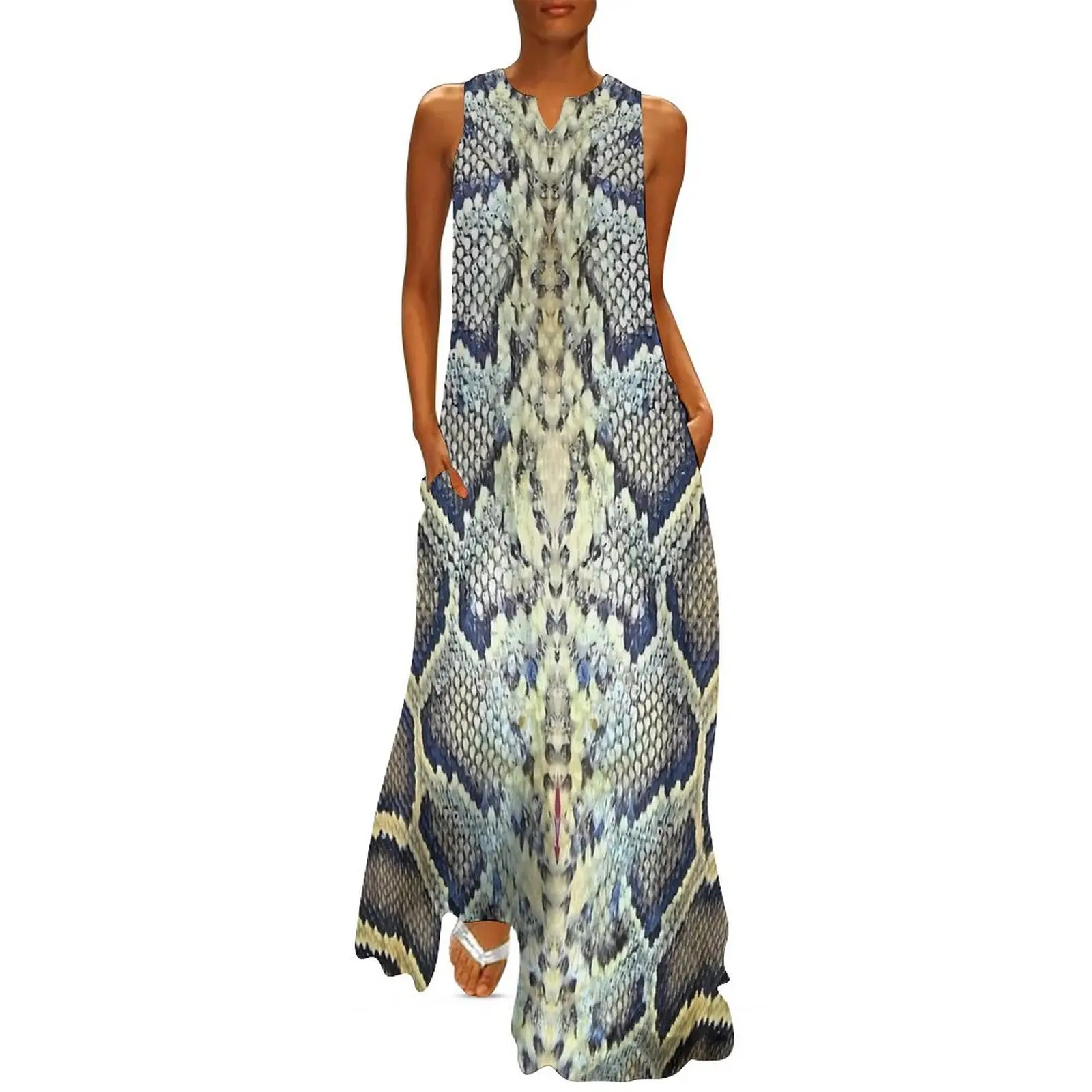 Python-Snake-Skin-Print-Dress-Summer-Street-Wear-Casual-Long-Dresses ...