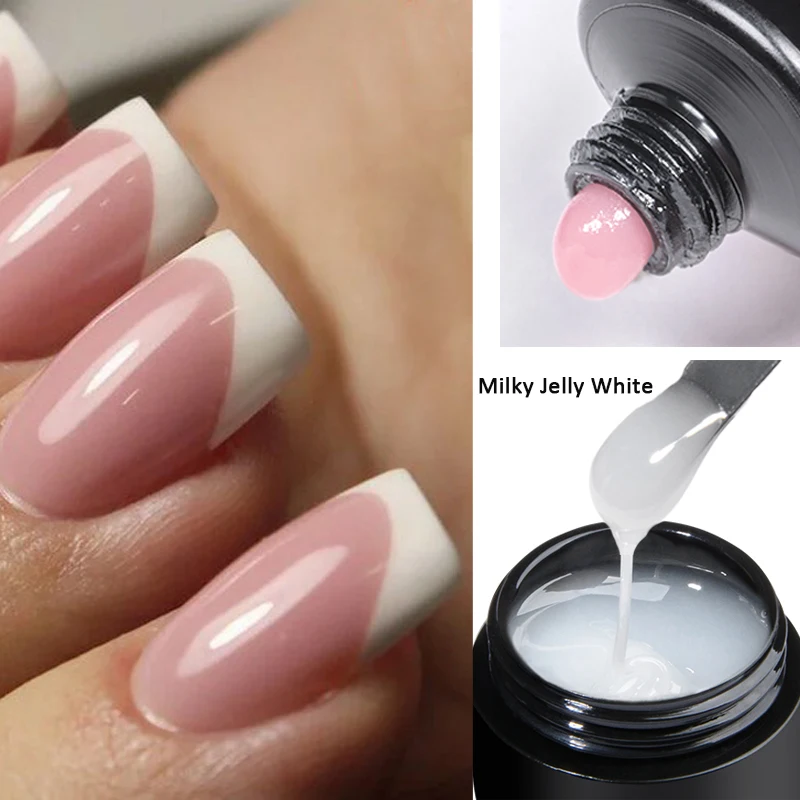 2Pcs-White-Pink-Color-Extension-Gel-Kit-Glitter-Sequin-French-Finger ...