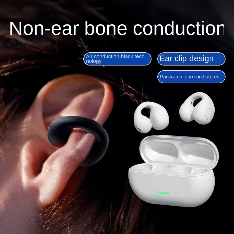 True-Bone-Conduction-Bluetooth-Earphones-Ear-Clip-Earring-Wireless ...