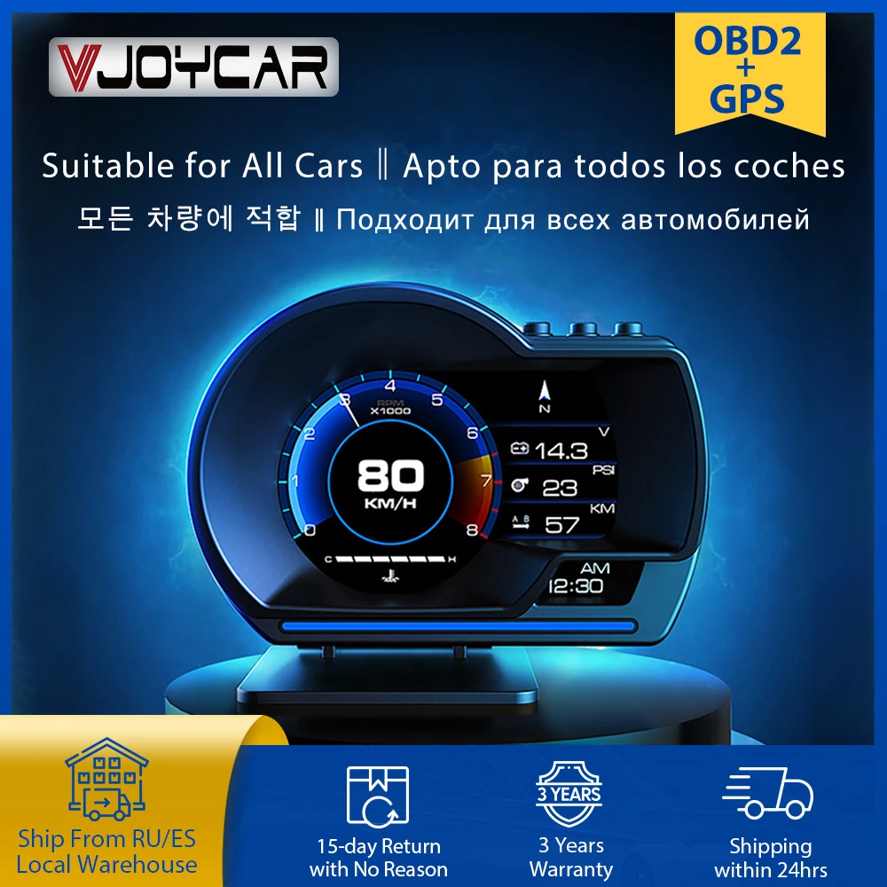Vjoycar V60 Newest Head Up Display Auto Display Obd2+gps Smart Car Hud ...