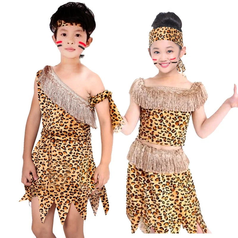 Kids Boys Girls African Original Savage Costume Wild Costumes Carnival ...