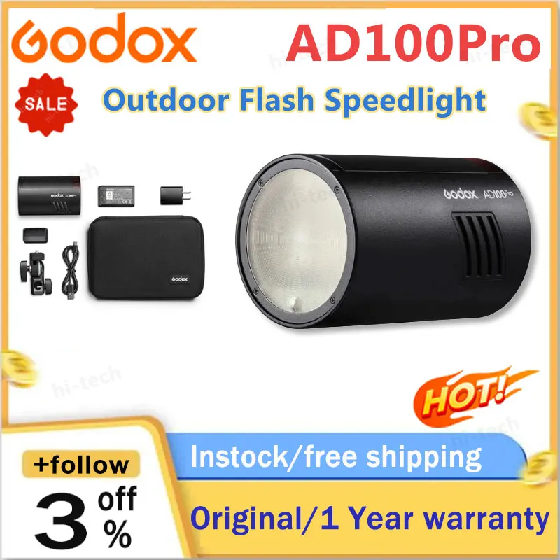 Godox-AD100Pro-TTL-100Ws-Outdoor-Flash-Speedlight-2-4G-Wireless-X-AD100 ...