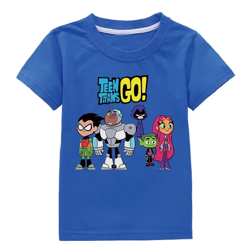 Summer-Unisex-12-Colour-Teen-Titans-Go-Short-Sleeve-Printing-100-Cotton ...