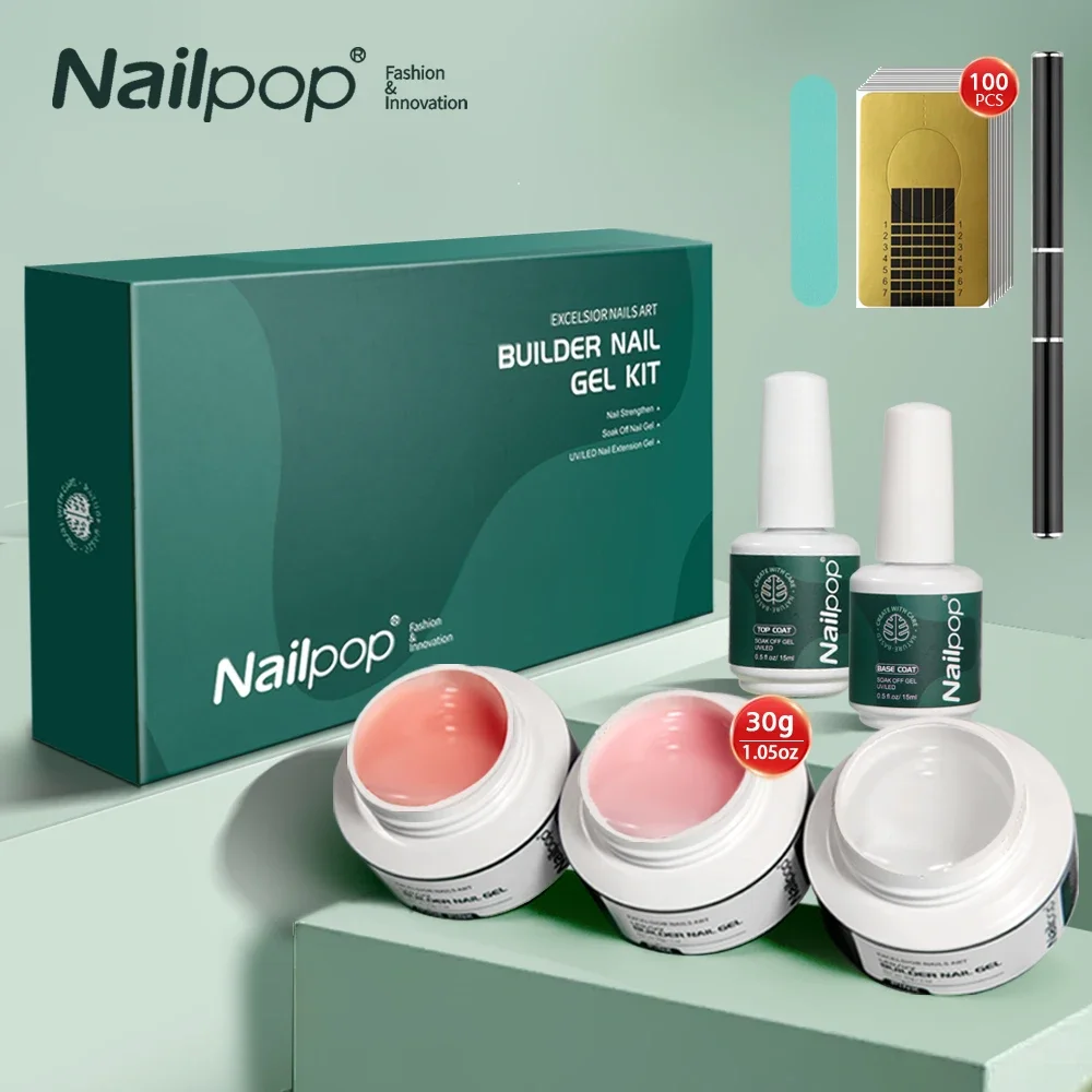 Nailpop-3-Colors-Builder-Nail-Gel-Kit-Clear-Nudes-Pink-Gel-30g-for ...