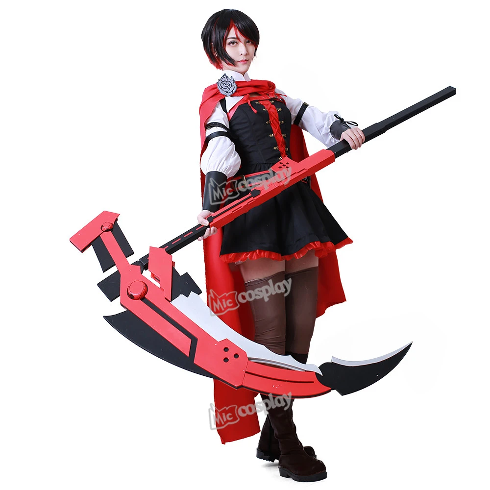 Ruby Rose Cosplay Costume Red Dress Cloak Battle Cosplay Halloween ...