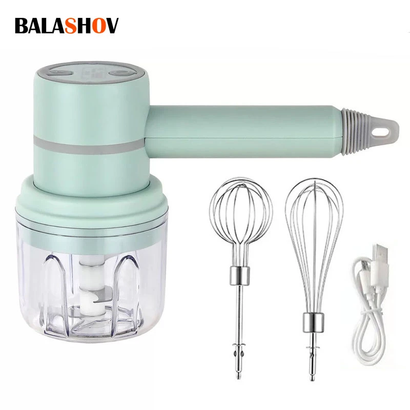 2in1 Rechargeable Garlic Ginger Chopper Electric Egg Beater Whisk ...