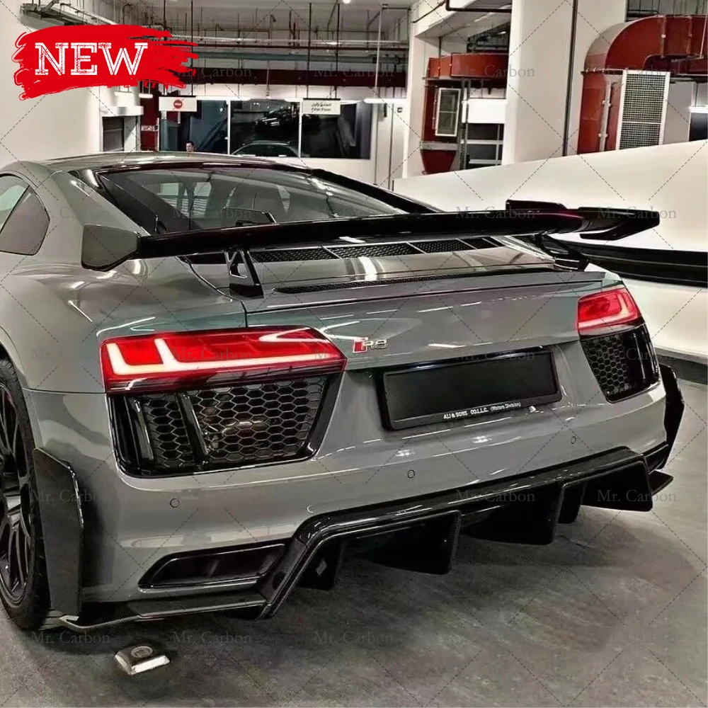 AUDI R8 MK2 2015 2021 용 후방 디퓨저 R8 후면 범퍼 하단 스플리터 립 용 단조 탄소 섬유 디퓨저 바디 키트 ...