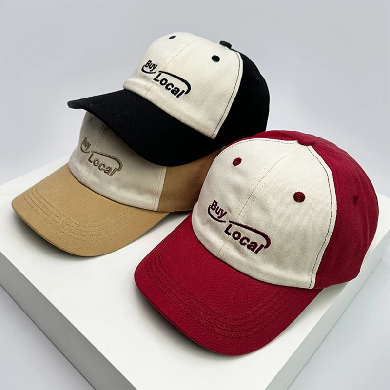 New-Men-Women-Embroidered-Letters-Color-Block-Baseball-Hats-Korean ...