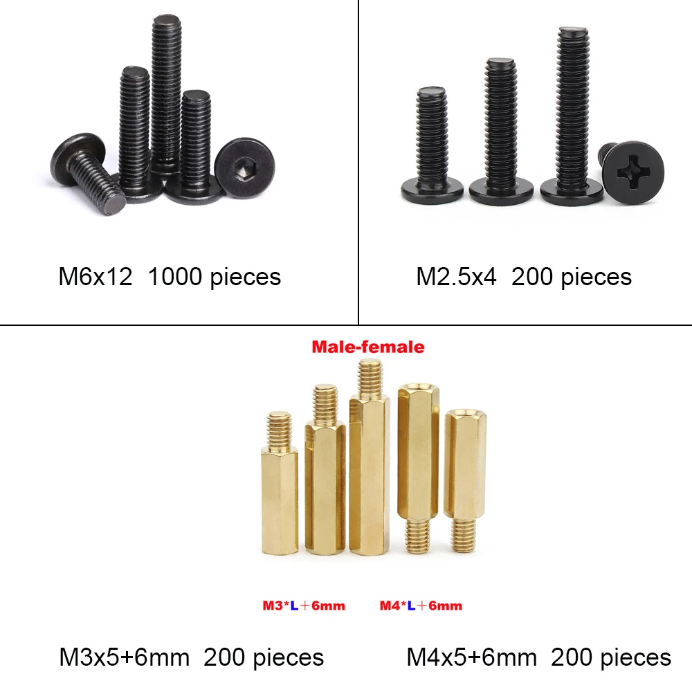 Black 304 Stainless Hexagon Socket M6x12 1000pcs and CM Phillips Head ...