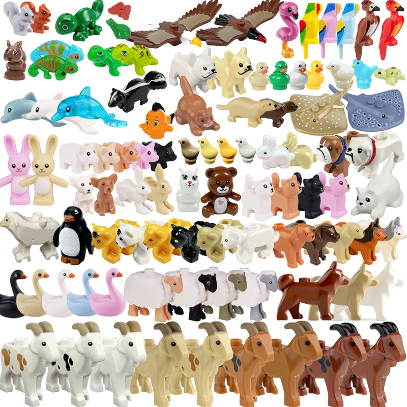 MOC Animal City Zoo Building Blocks Farm Accessories Panda Sheep Pig ...