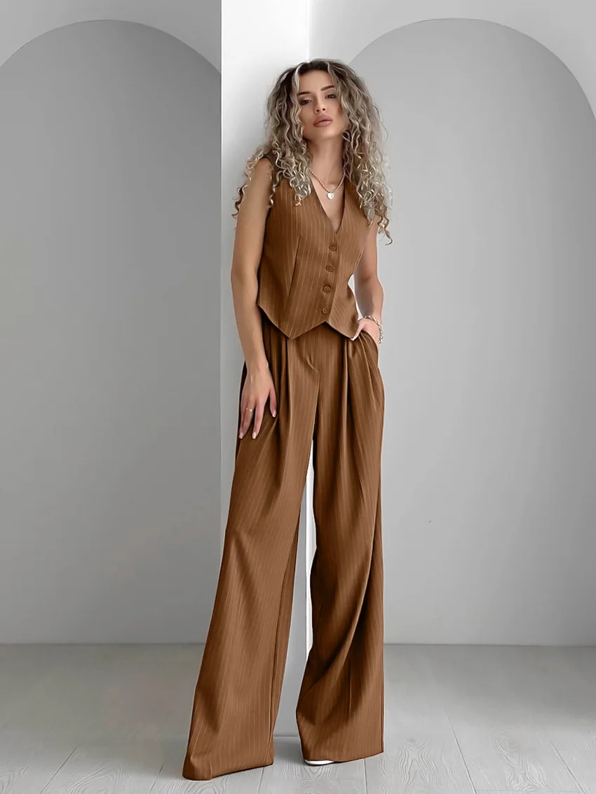 2024-V-neck-2-Two-Piece-Matching-Suit-Set-For-Women-Women-Spring-Summer ...