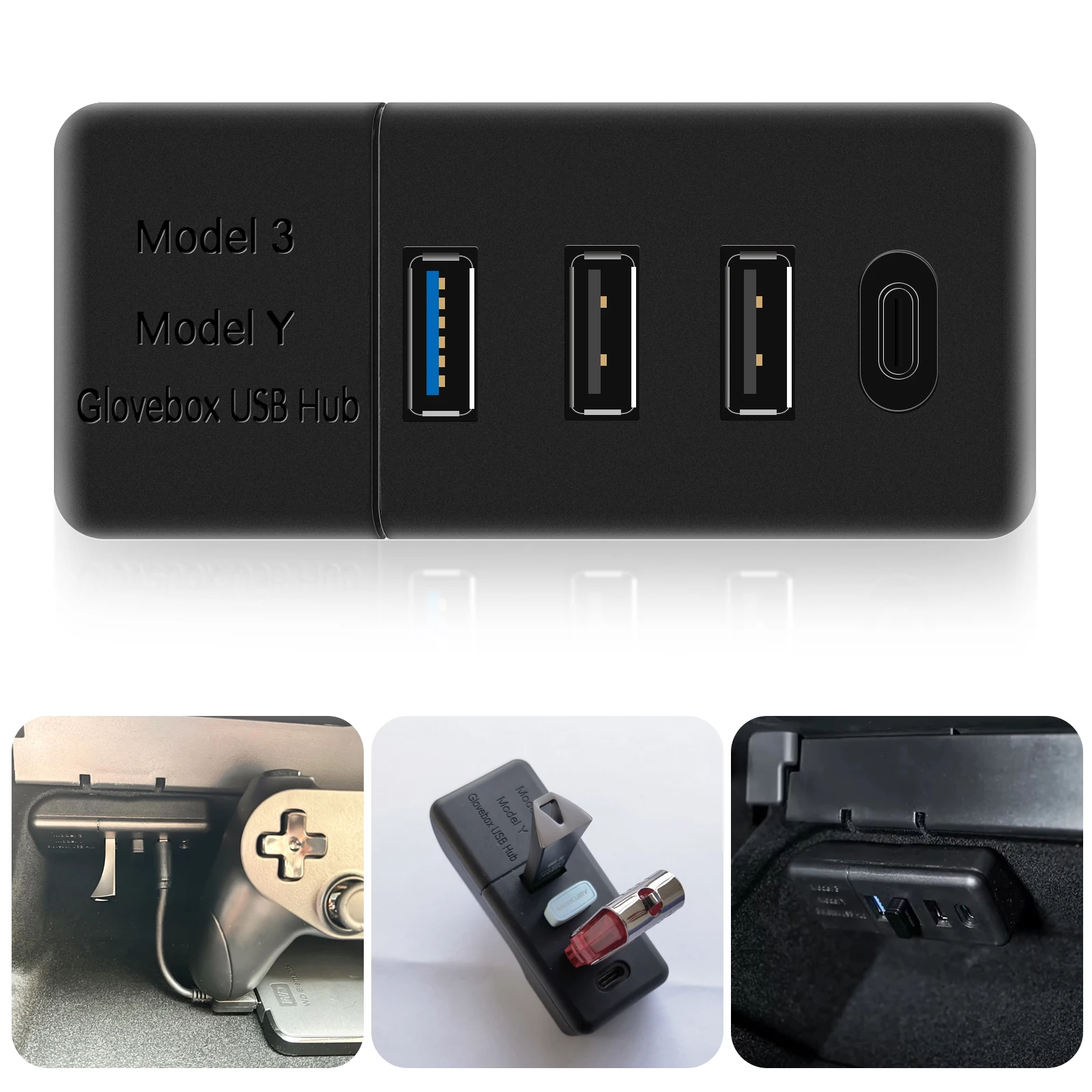 Guantera-USB-Hub-accesorios-cargador-Splitter-Dash-Cam-Flash-Drive ...