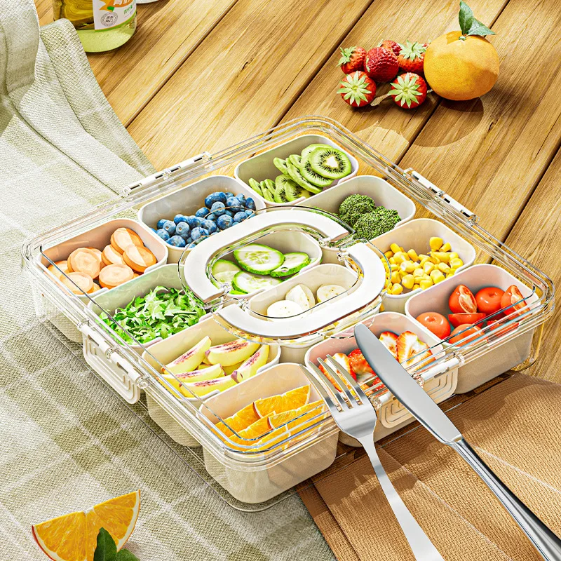 Portable-Snackle-Box-Container-Divided-Serving-Tray-with-Lid-and-Handle ...