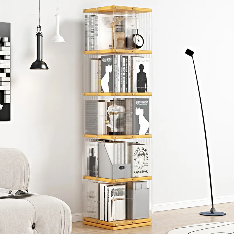 Acrylic-Transparent-360-Degree-Rotating-Bookshelf-Home-Multi-Layer ...