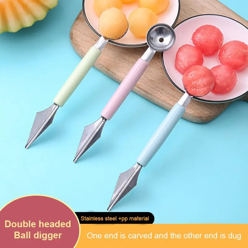 Double-Head Stainless Steel Fruit Platter Ball Digger Corrugated ...