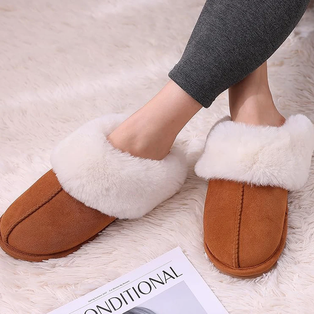 Comwarm-Women-s-Fluffy-Fur-Slippers-Winter-House-Plush-Slippers-With ...
