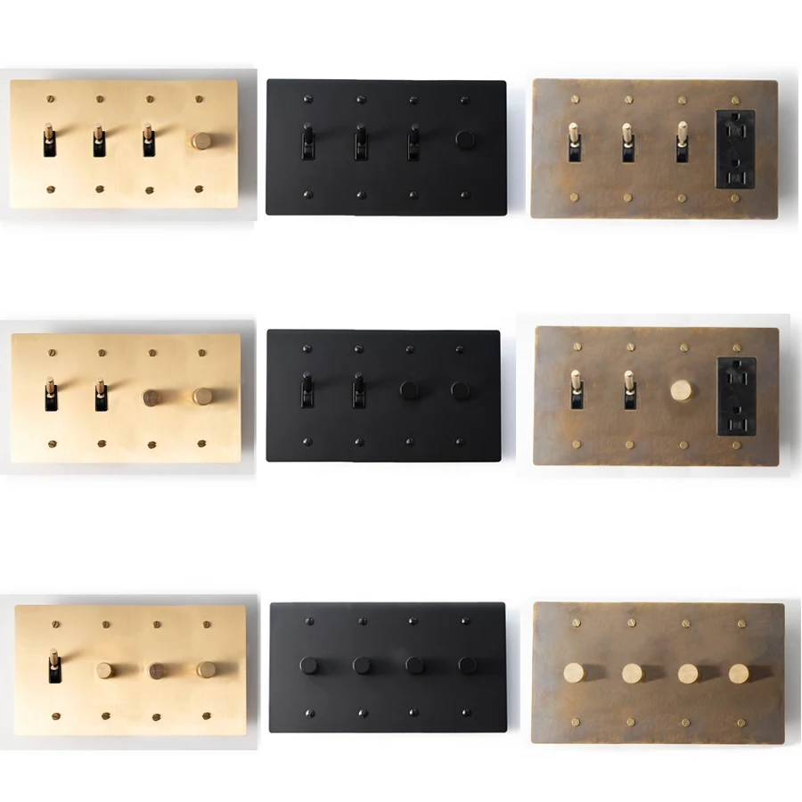 4Gang-American-Wall-3way-Switch-Golden-Black-Retro-Bronze-SS-Plate ...