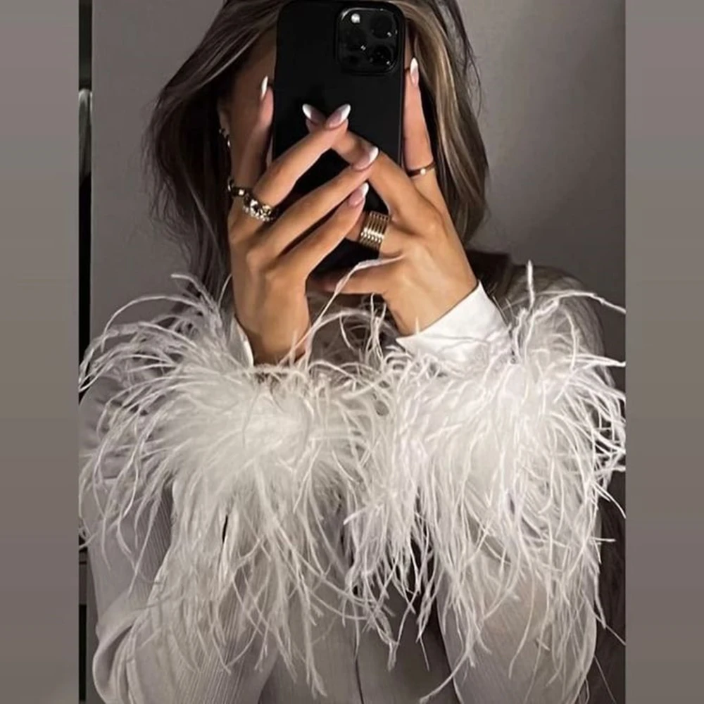Customized Long Ostrich Feather Cuffs Detachable Bracelet Ring of claps ...