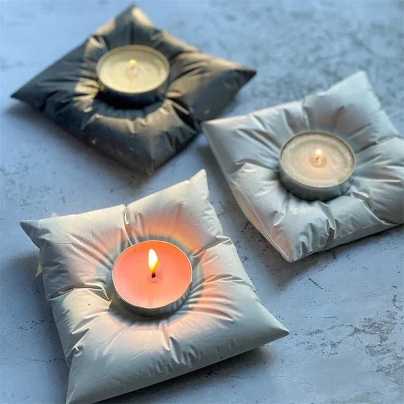 Pillow Candlestick Tray Clay Silicone Mold DIY Home Decoration Throw ...