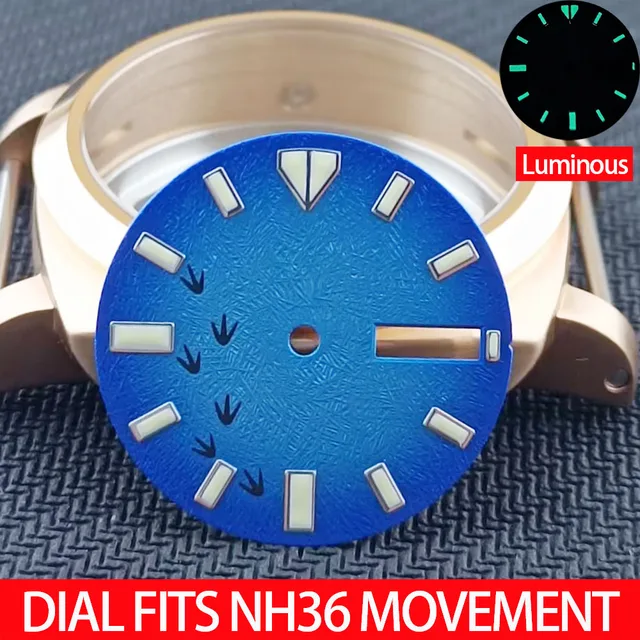 28.5MM Diameter Dual Calendar Watch Dial Green Luminous Dial for NH35 ...