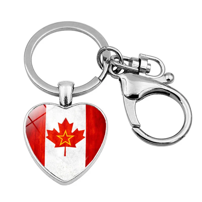 Creative Canadian Flag Love Keychain Pendant, Canada Flag Peach Heart ...