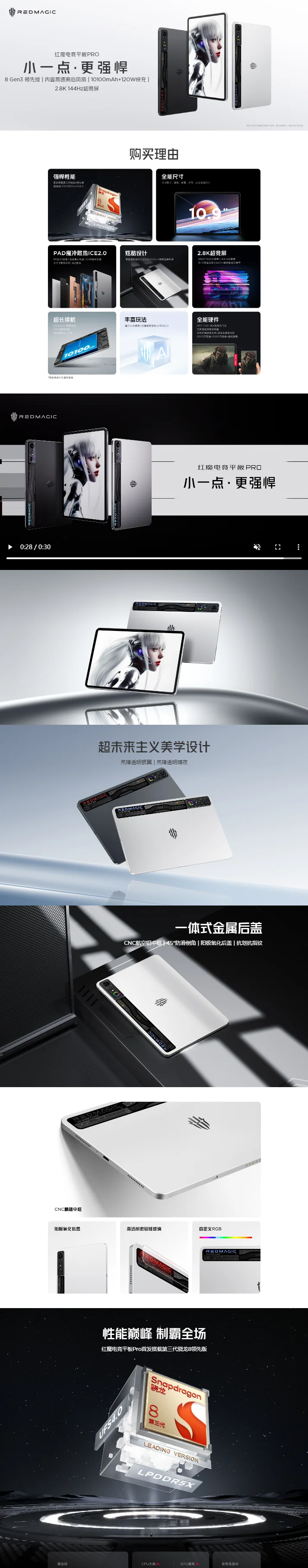 Nubia Red Magic Pad Pro 10.9", Snapdragon 8 Gen 3 | AliExpress