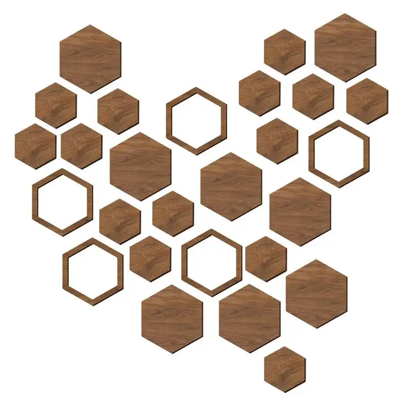 Wood-Hexagon-For-Wall-27pcs-Hexagon-Wall-Decor-Wood-Decorations-Kit ...