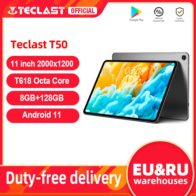 Teclast t50 11 "2k tablet android 11 2000x1200 8gb ram 128gb rom unisoc t618 octa núcleo 4g rede ...