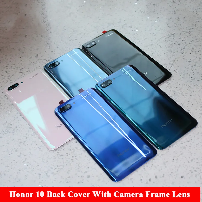 For Honor 10 Original Glass Back Battery Cover Door Rear Housing Case ...