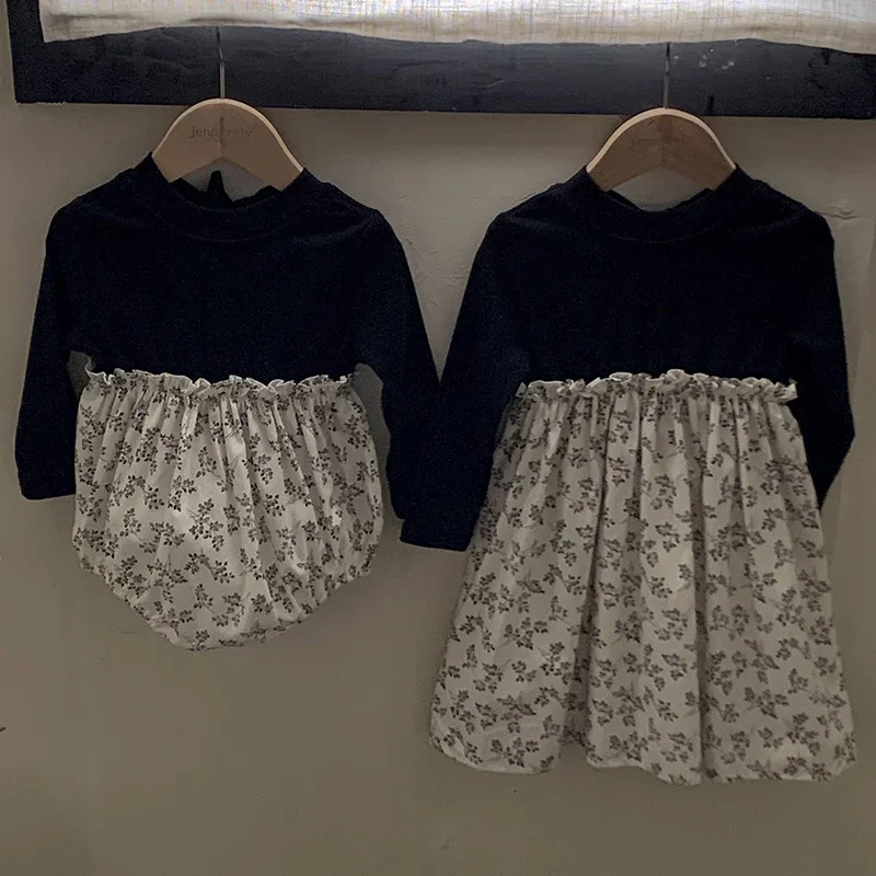 Autumn Family Matching Outfits 0-6Y Fashion Dress Twins Sisters Clothes ...