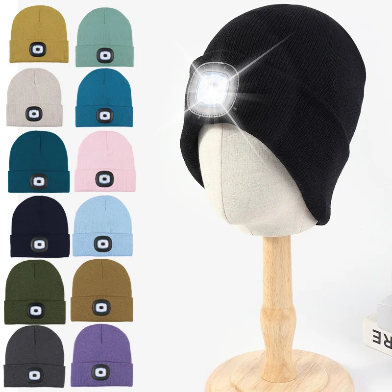Led-Lighted-Beanie-Cap-Unisex-Led-Knitted-Beanie-With-Head-Lamp-Usb ...