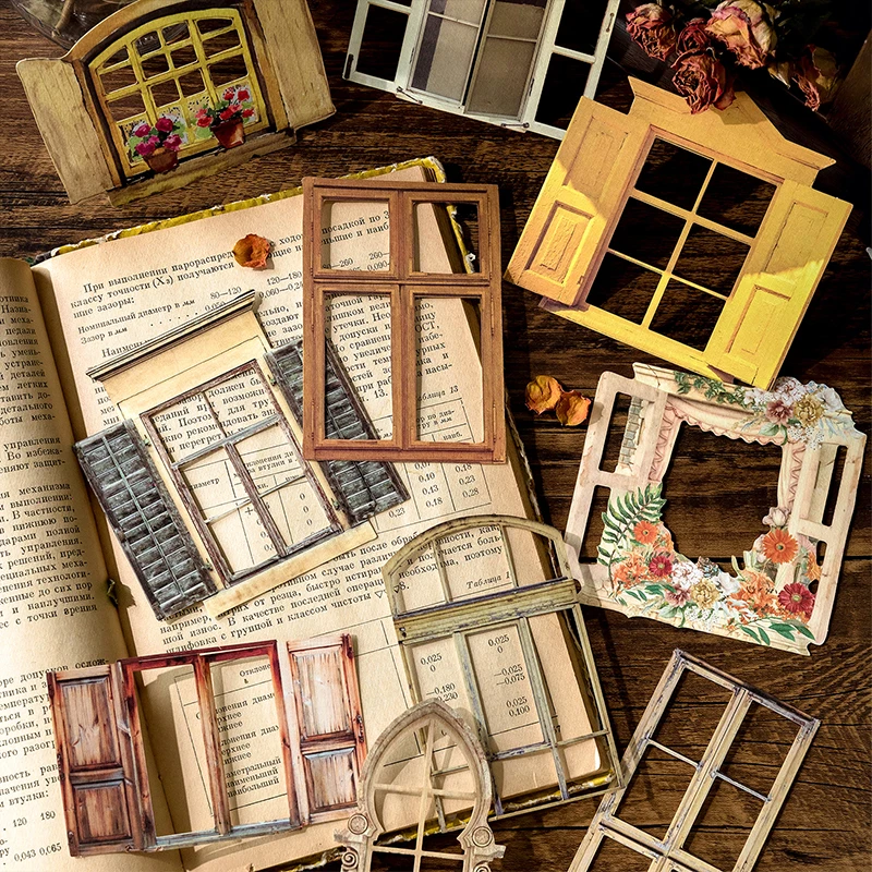10-Sheets-Vintage-Window-Hollow-Out-Series-Sticker-Pack-Scrapbook-DIY ...