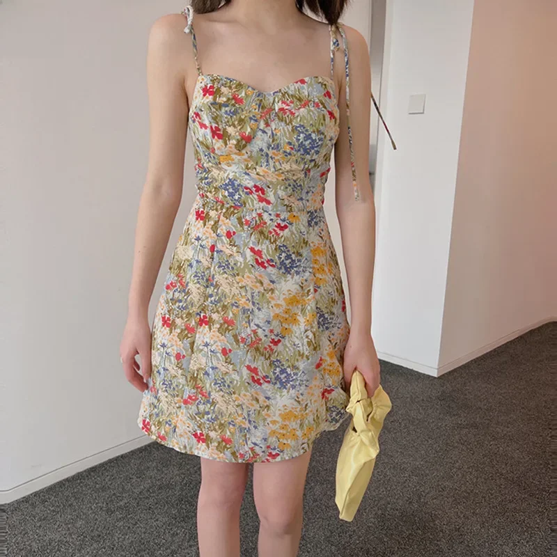 Sexy-Low-cut-A-line-Mini-Dress-Women-s-Summer-Floral-Print-Wrap-Chest ...