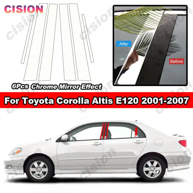 Glossy-Chrome-Mirror-Effect-Car-Door-Center-Middle-BC-Pillar-Post-Cover ...