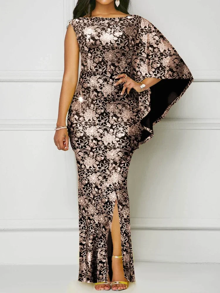 Robe-imprim-floral-pour-femme-queue-de-poisson-cape-dor-e-Everak-GT ...