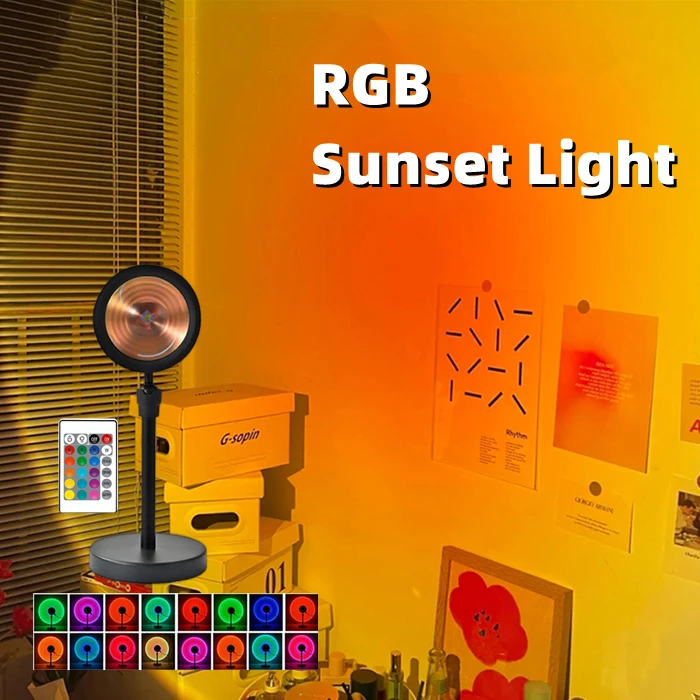 USB Sunset Lamp Rainbow Light Projector Night Light Sunset Projection ...