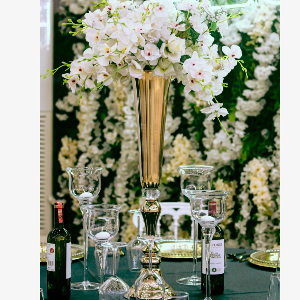Soporte-de-flores-de-cristal-de-Metal-dorado-suministros-de-boda ...