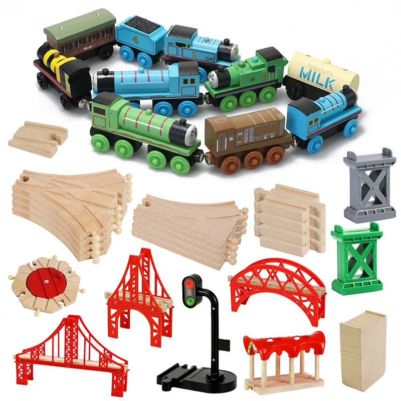 New-Wooden-Track-Accessories-Beech-Wood-Railway-Train-Track-Connector ...