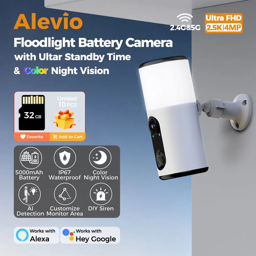 ALEVIO 2.5K Solar Camera WIFI Outdoor Wireless Camera Ultra Standby ...