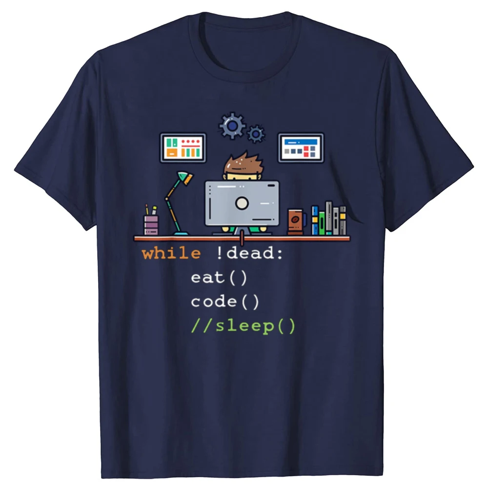 Funny-Computer-Science-Python-Programmer-Eat-Code-Sleep-T-shirts-Men-Fashion-Casual-Tshirt-100 ...