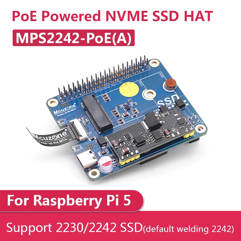 New-MPS2242-POE-A-POE-Powered-NVME-SSD-HAT-For-Raspberry-Pi-5-Support ...
