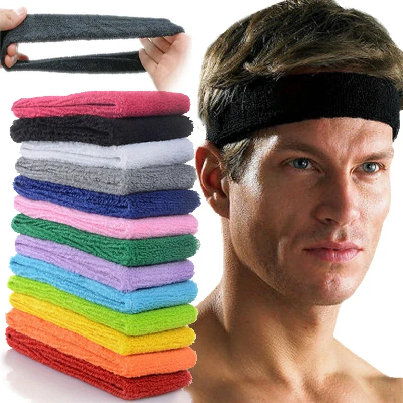 Unisex Sport Cotton Sweatband Headband for Men Women Yoga Hairband Gym ...
