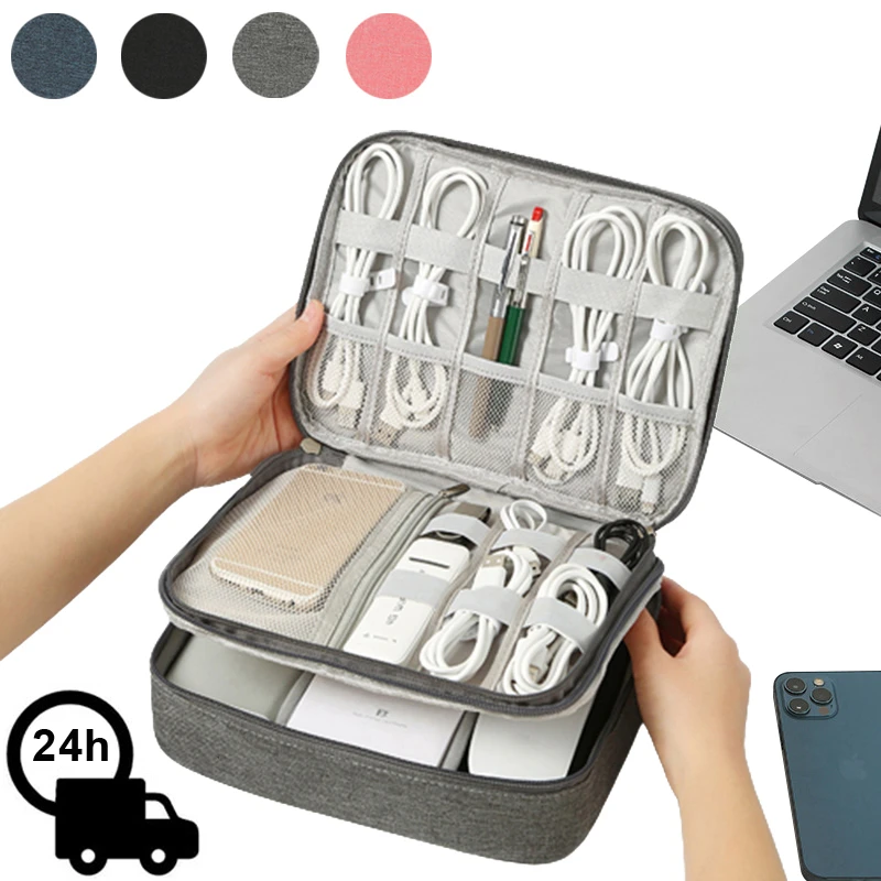 Travel Cable Bag Waterproof Digital USB Charger Storage Bag Portable ...